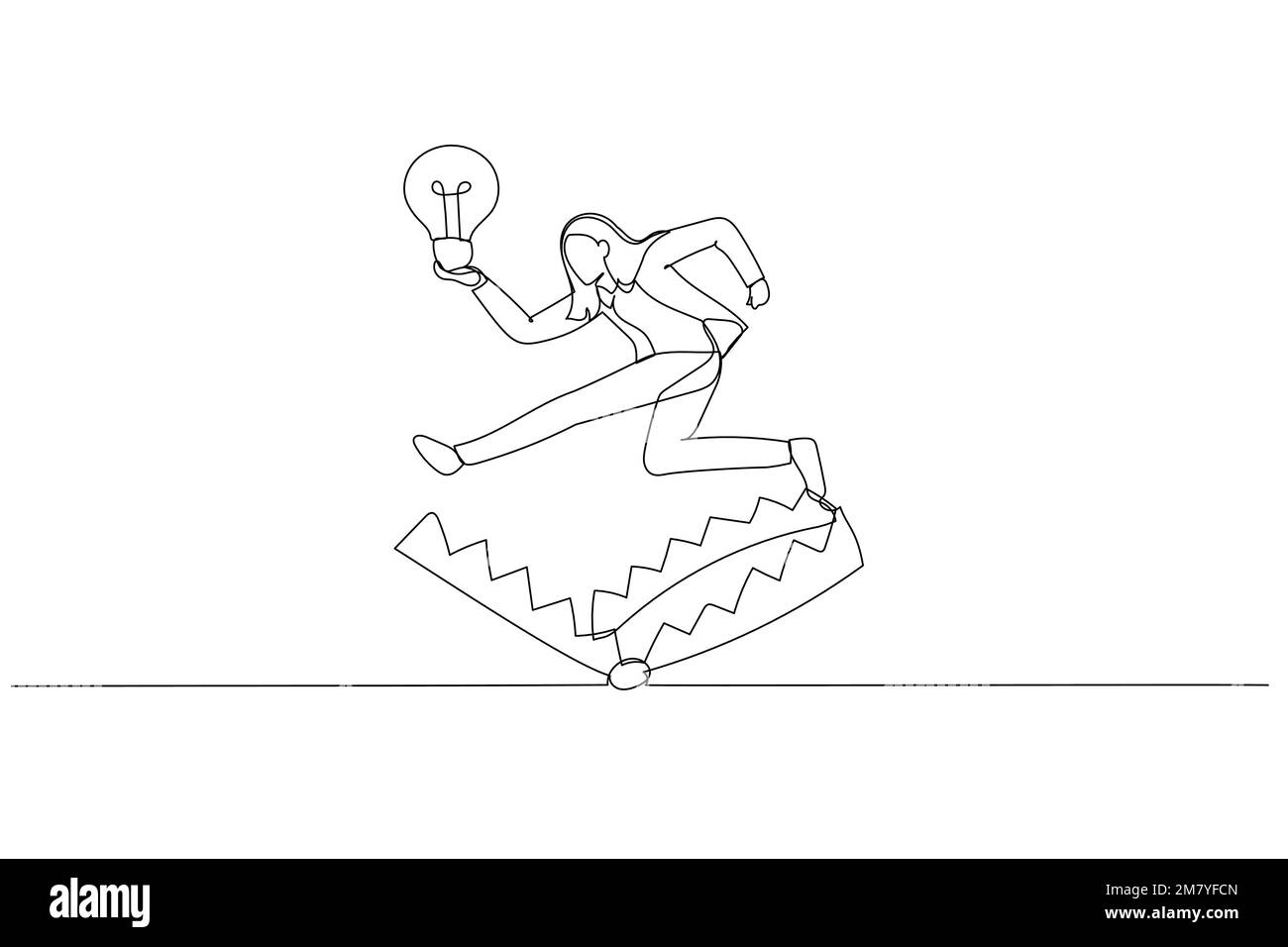 Illustration of business woman avoid trap with good business idea ...