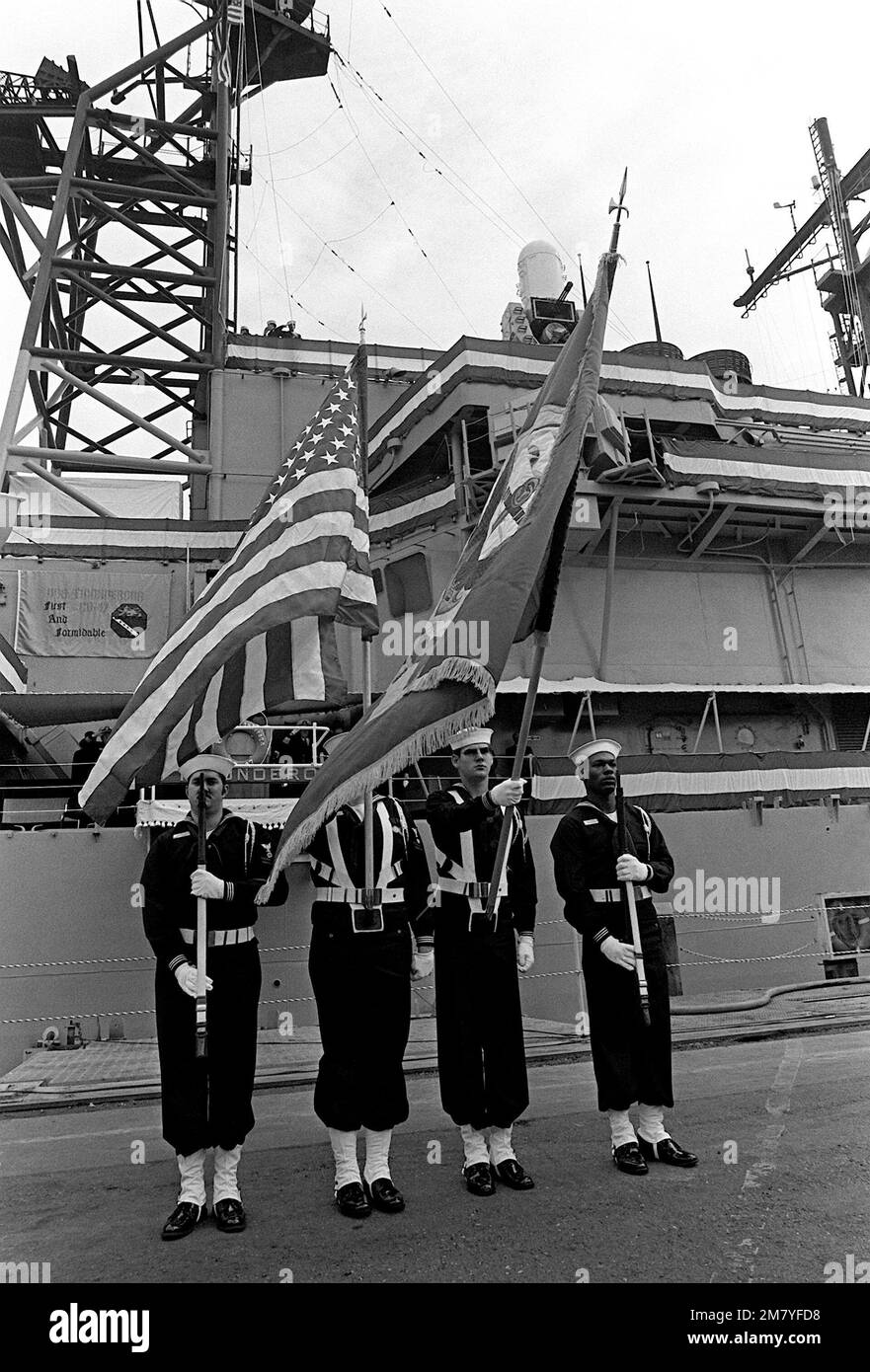 A color guard participates in commissioning ceremonies for the first ...