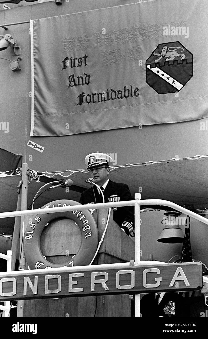 CAPT Roland G. Guilbault, commanding officer of the first Aegis guided ...