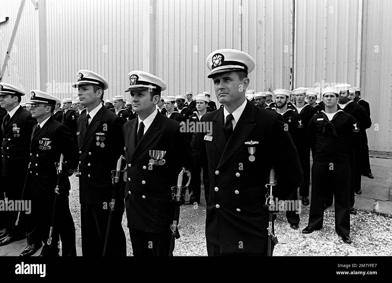 The crew of the first Aegis guided missile cruiser USS TICONDEROGA (CG ...