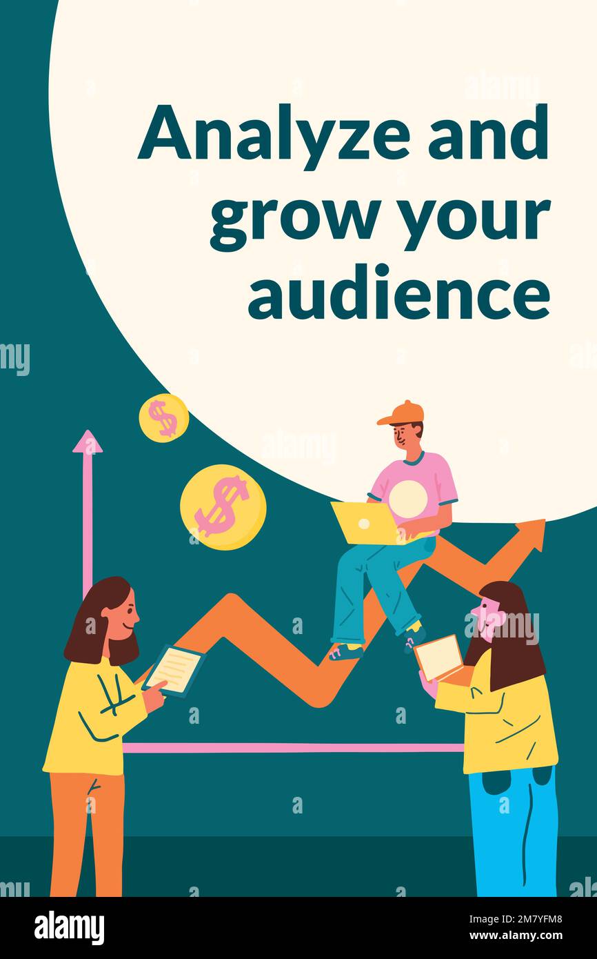 Editable marketing plan template vector in flat design for audience ...