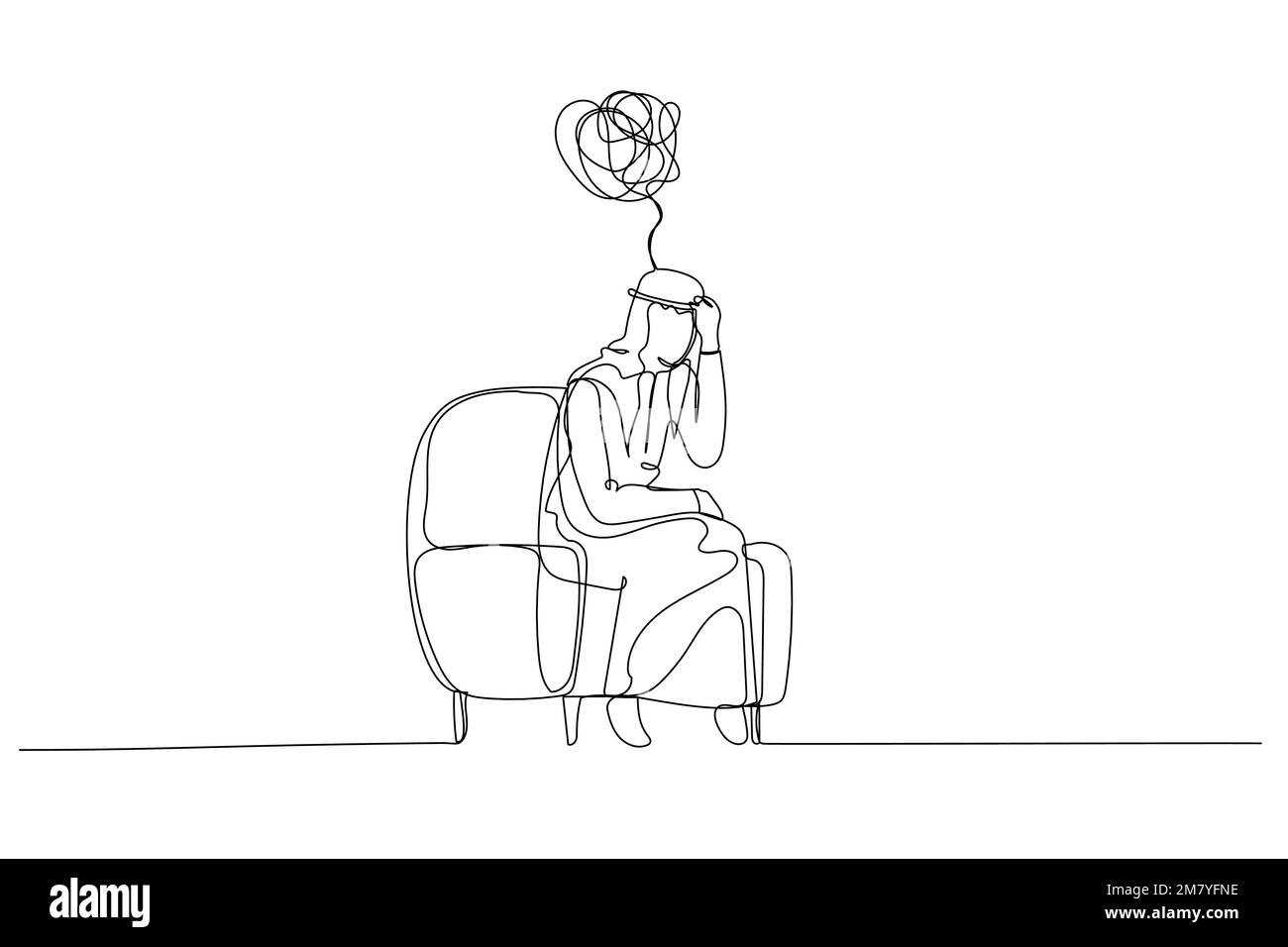 Cartoon of arab man depressed and overthinking because of bankruptcy ...