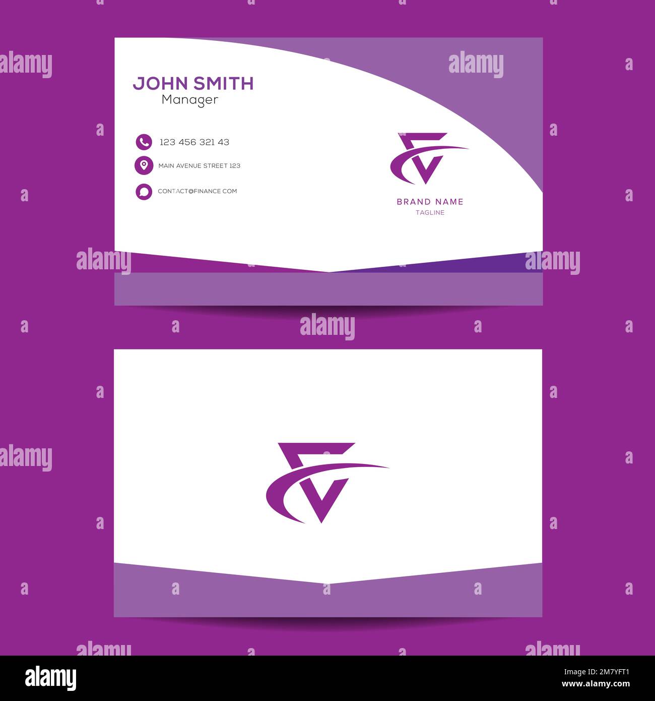 Business card design template. Double sided business card modern and ...