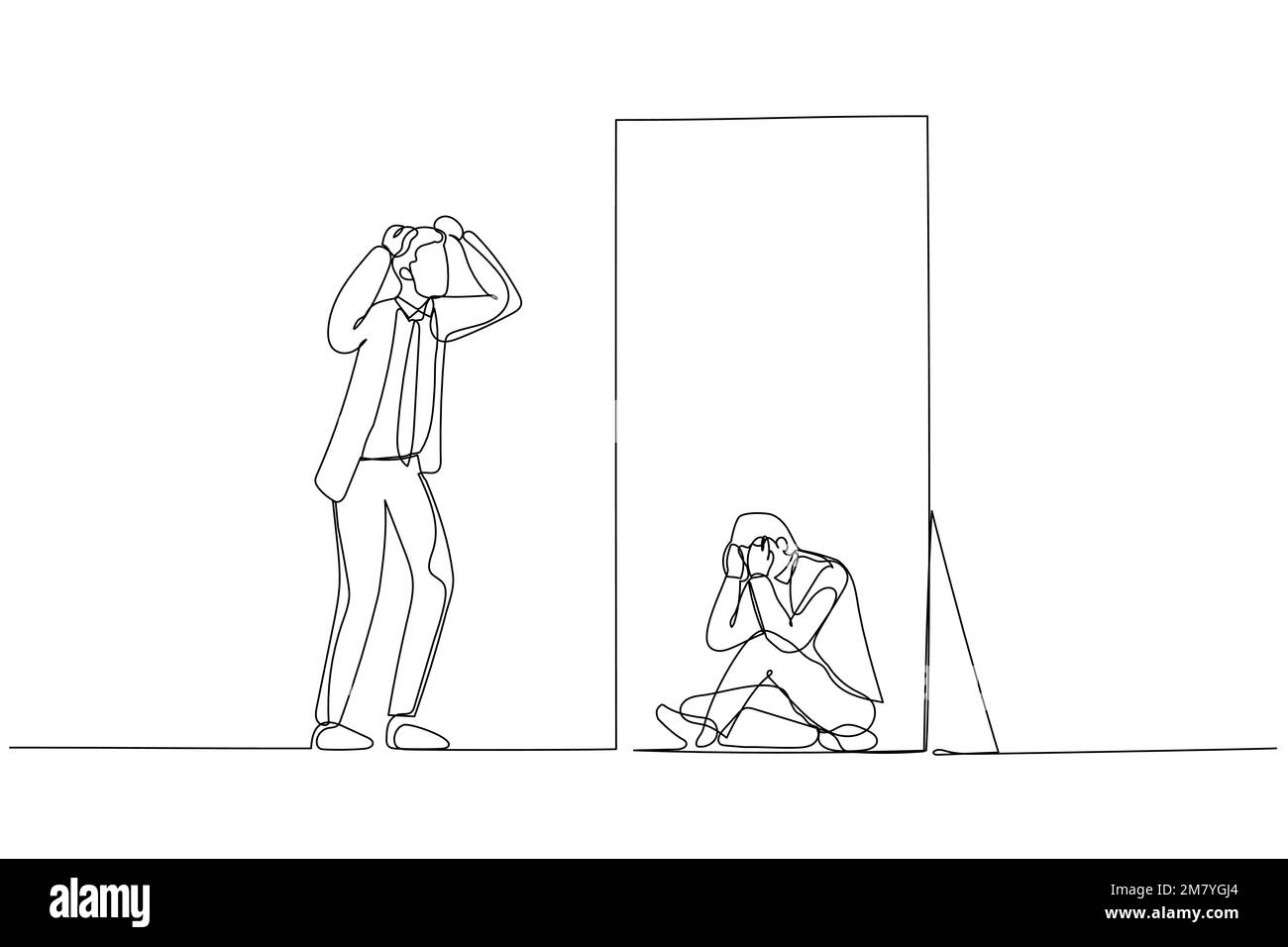 Depression single line art Stock Vector Images - Alamy