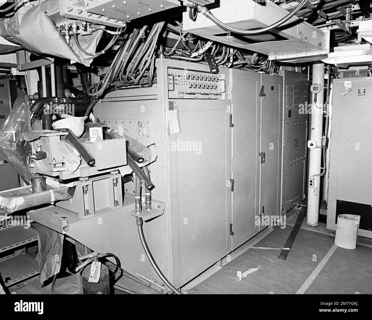 An interior view of the radar, IFF and combat information center space ...