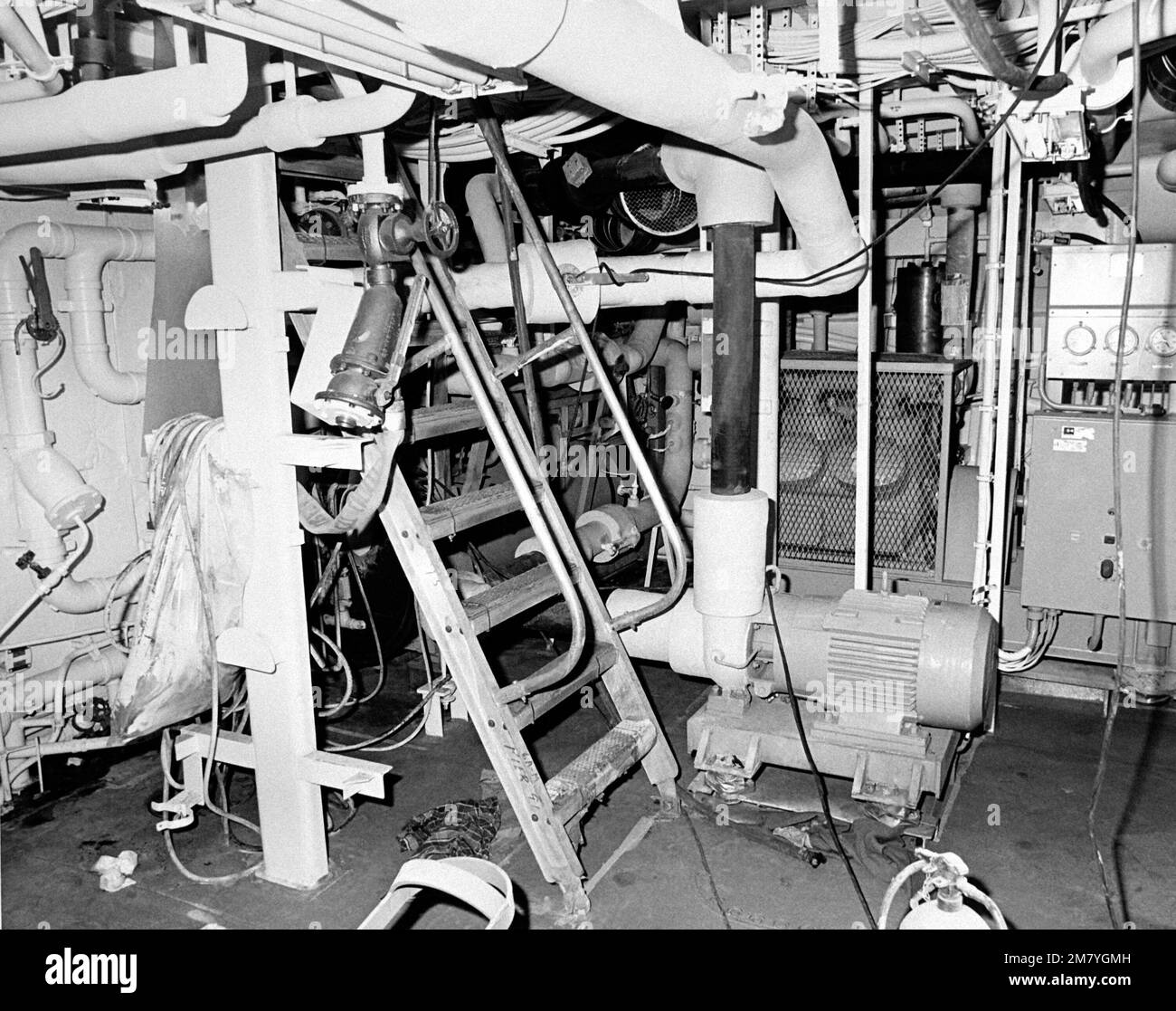 An interior view of the air conditioning machinery room on the guided ...