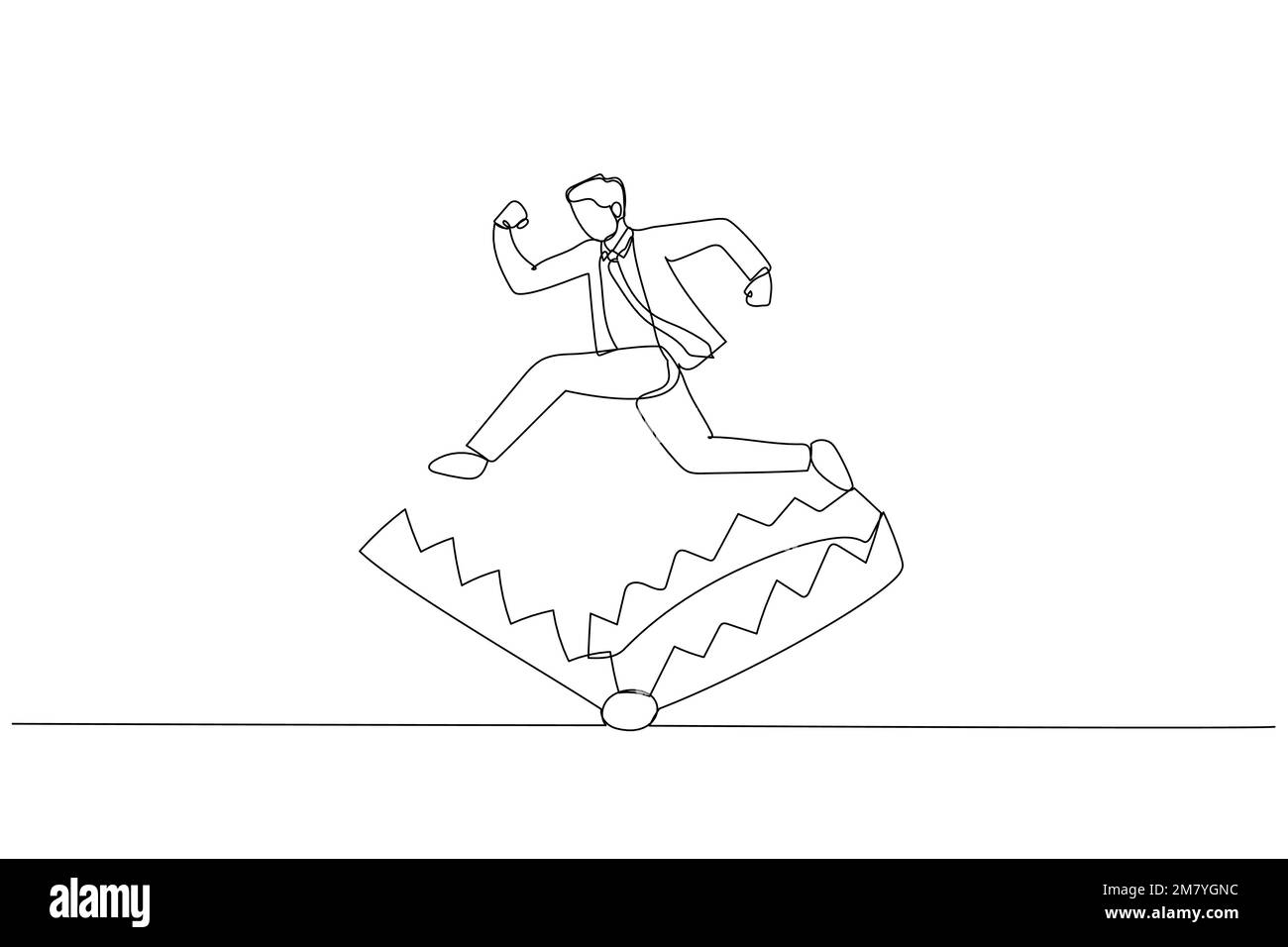 Illustration of businessman jump over trap metaphor of avoid scam ...