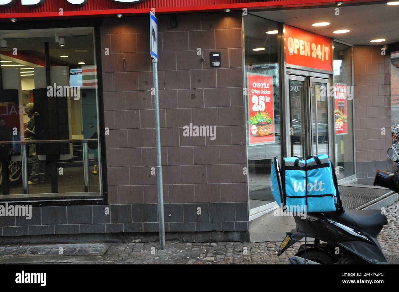 Copenhagen/Denmark/11 January 2023/ Wolt partner food delivery male in ...