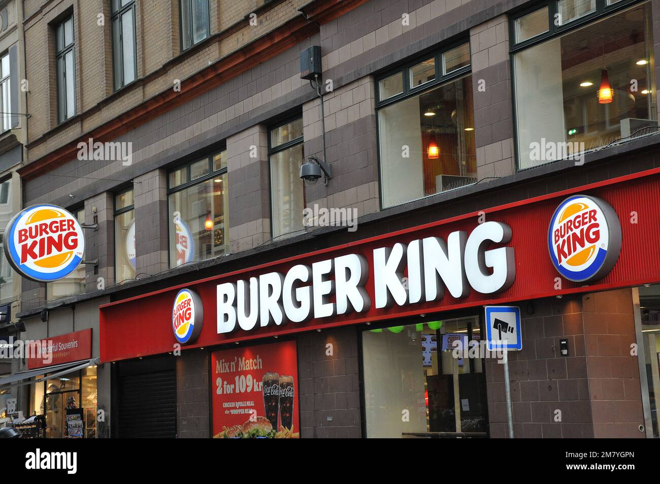 Copenhagen/Denmark/11 January 2023/ Burger king fast food chain restaurant in danish capital ...