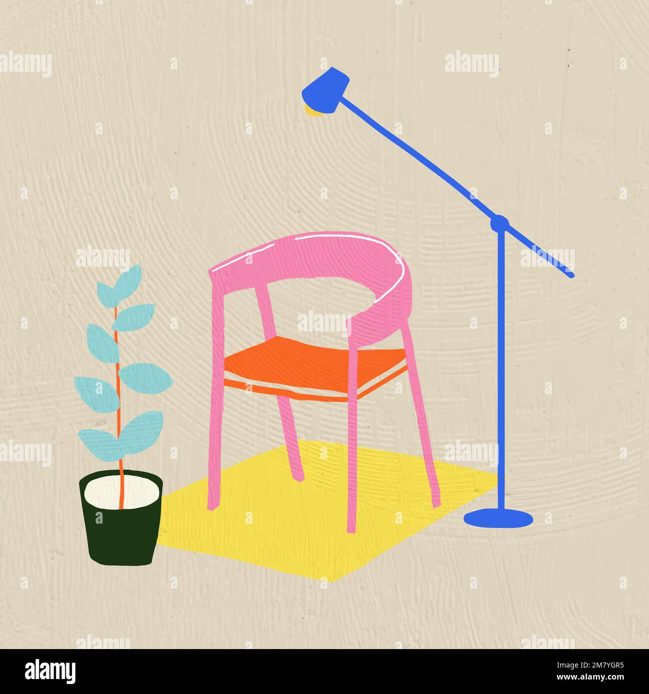 Hand drawn chair vector furniture in colorful flat graphic style Stock ...