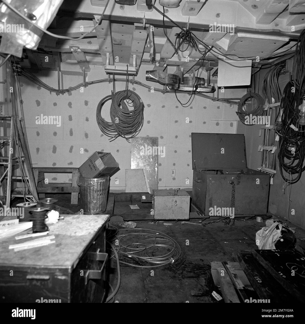 The helicopter haul-down and traverse machinery room aboard the guided ...