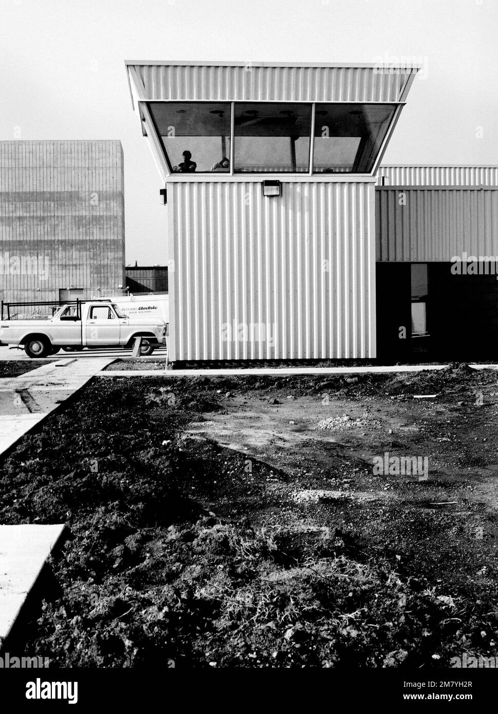 An exterior front view of the new firehouse under construction. Base ...