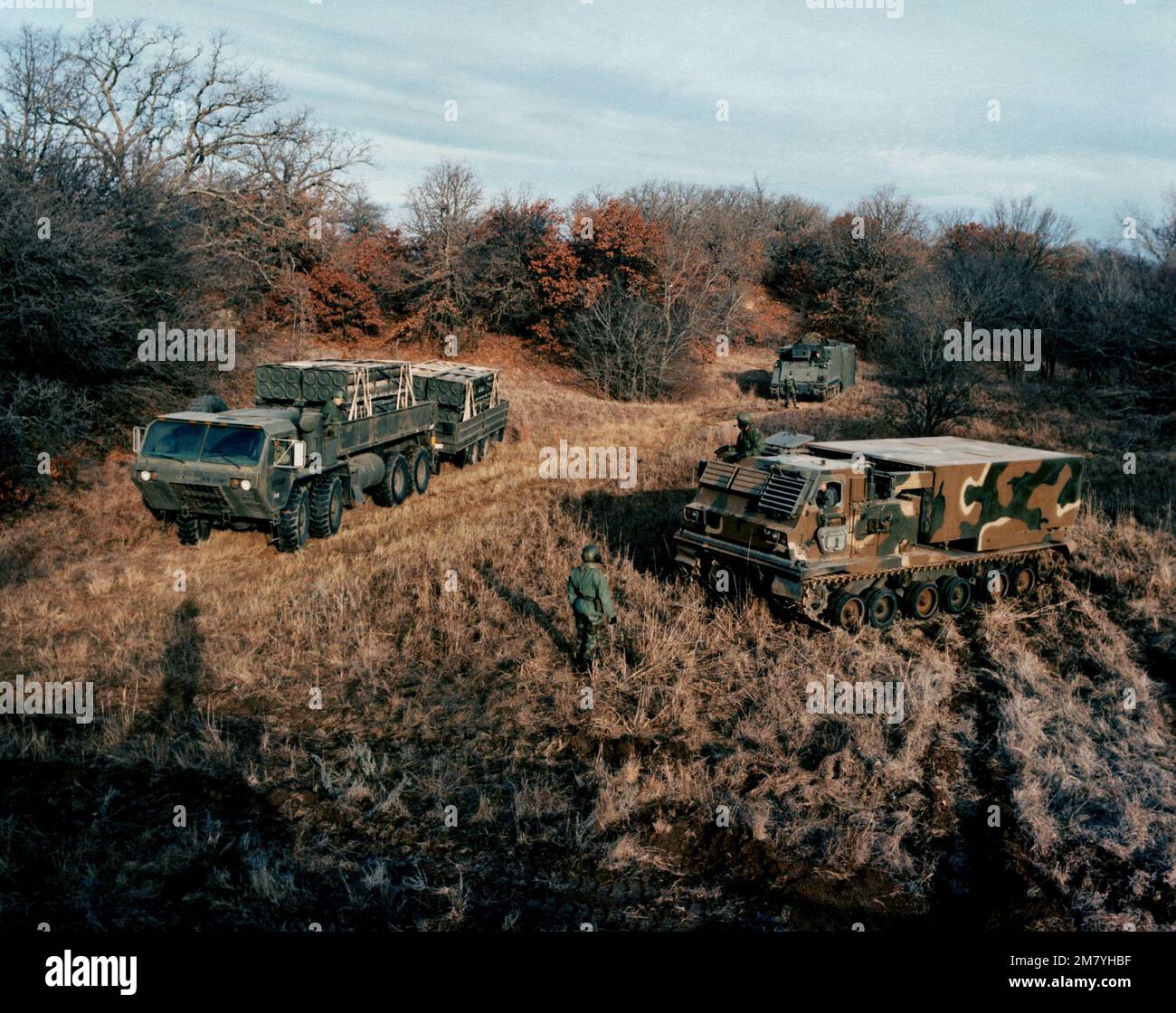A view of a multiple launch rocket system (MLRS) self-propelled ...