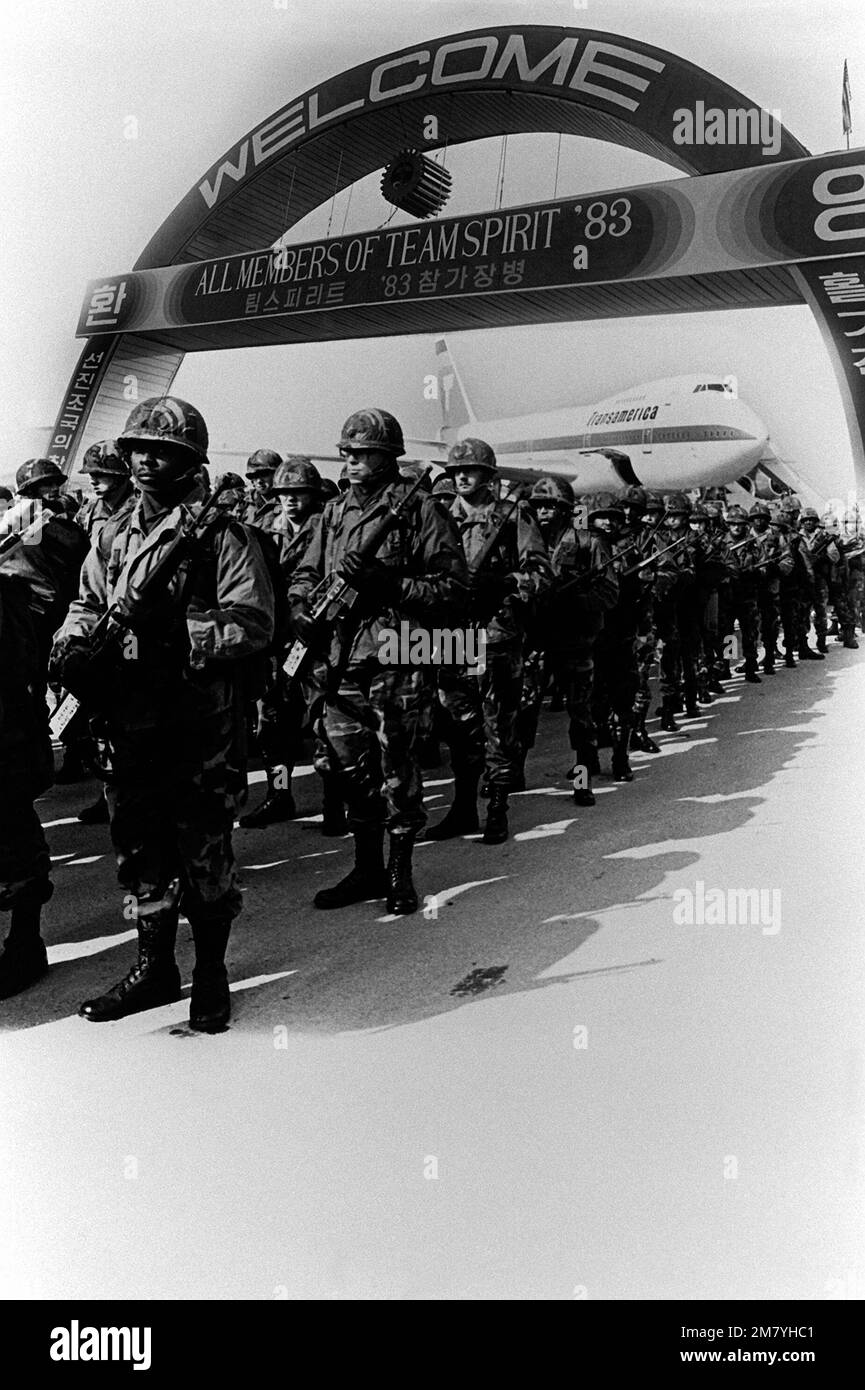 A composite view of U.S. Army troops arriving to participate in ...