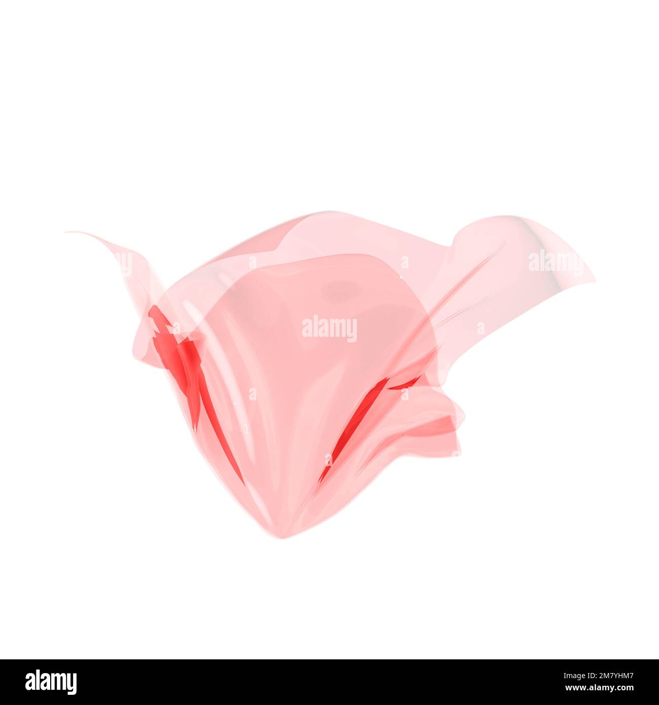 Smooth elegant red transparent cloth separated on white background ...