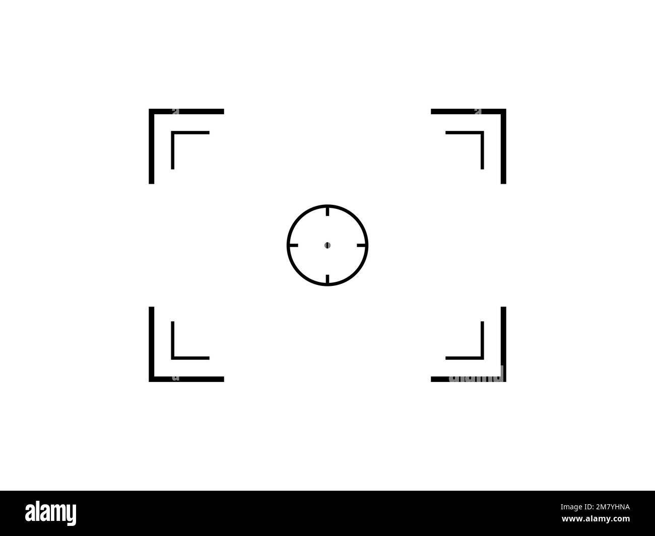 Simple vector target aim, focus lens icon template, logo, camera frame or photo viewfinder ...