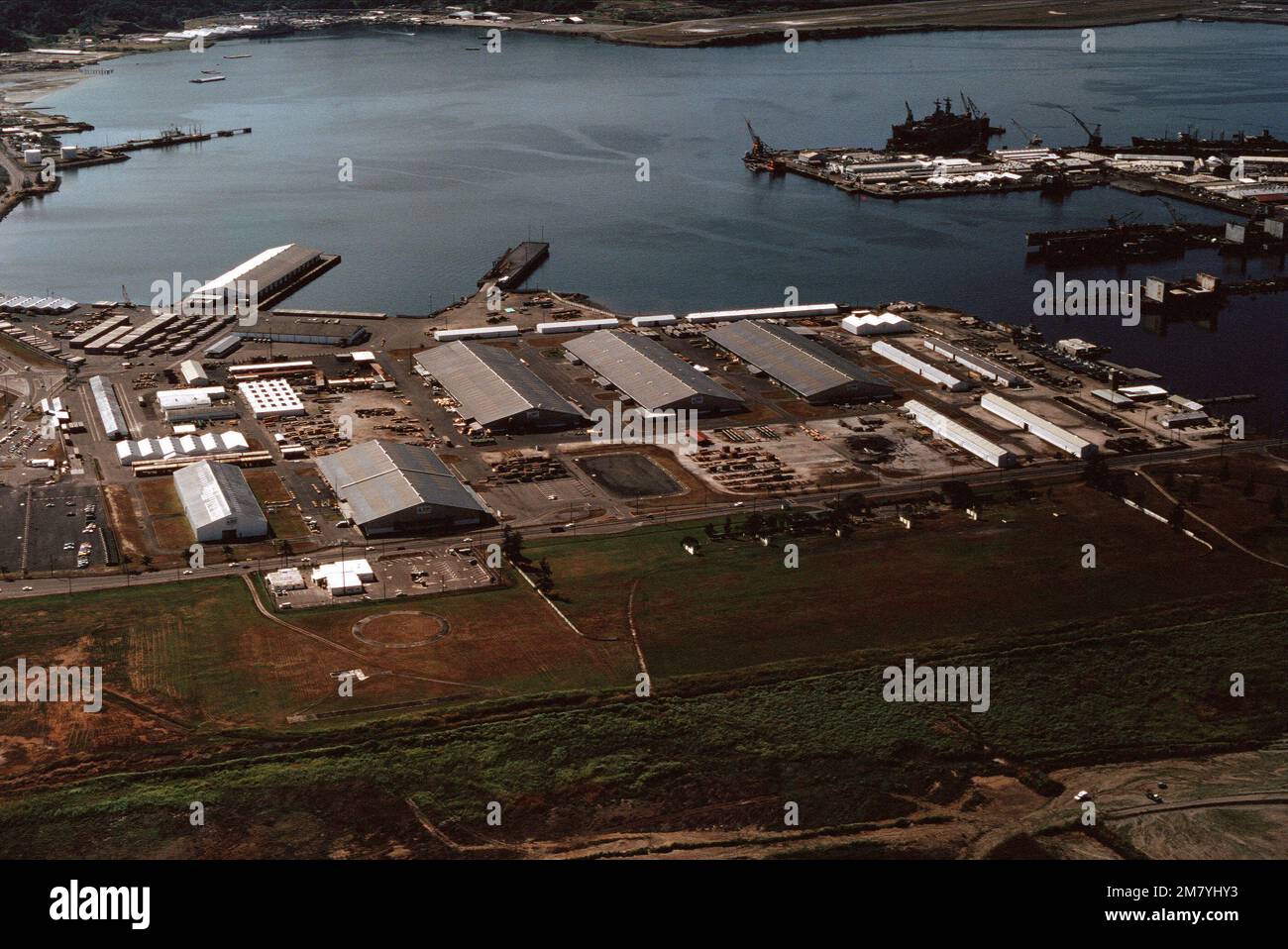An aerial view of US Naval Facility Supply Depot. Base: Naval Station ...