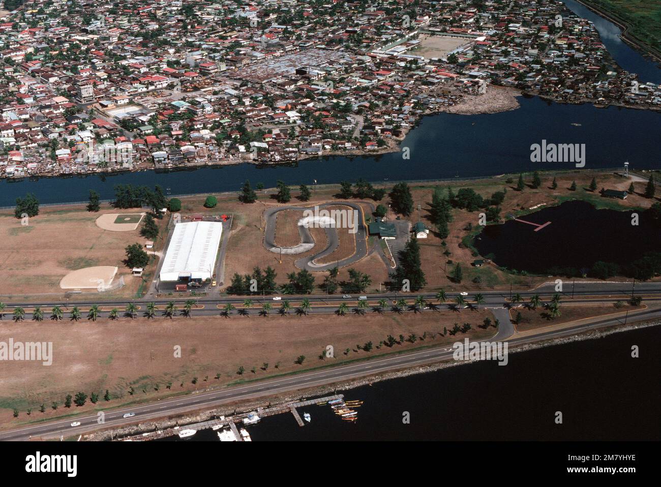 An aerial view of the Special Services go cart track at the US Naval ...