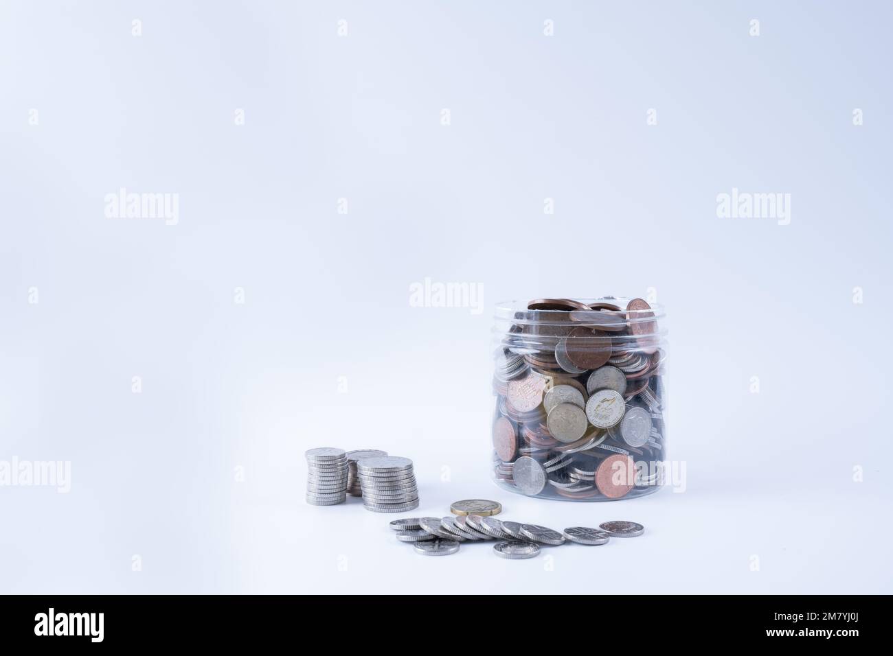 savings fund jar budget concept copyspace isolated on a white ...