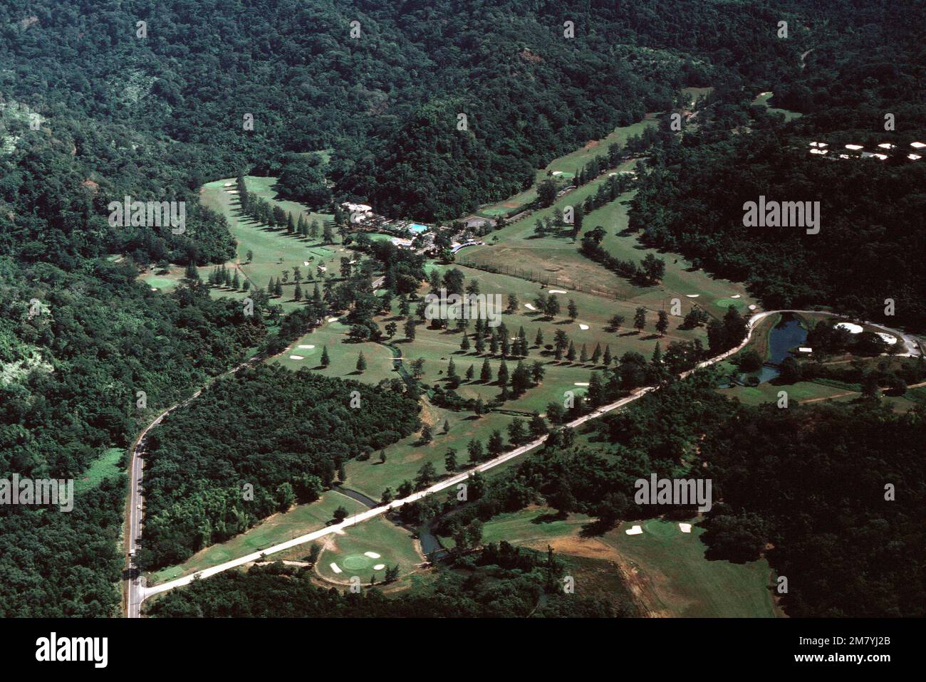 An aerial view of the Binictic golf course at the US Naval Facility ...