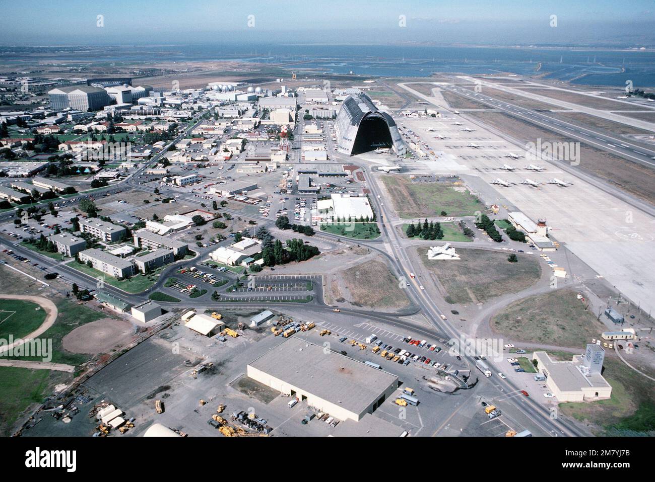 Aerial view of the naval air station. Base: Moffett Field State ...