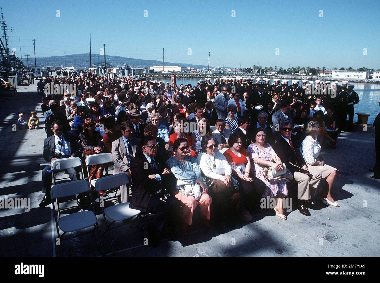 A view of guests attending commissioning ceremonies for the guided ...