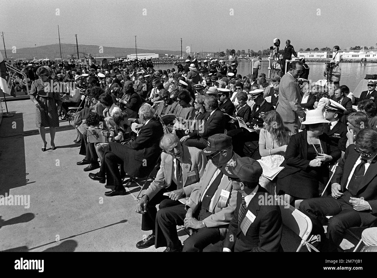 A view of guests attending commissioning ceremonies for the guided ...