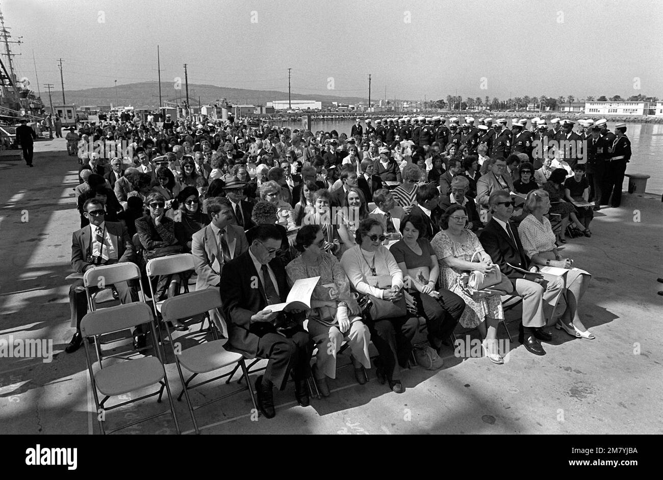 A view of guests attending commissioning ceremonies for the guided ...