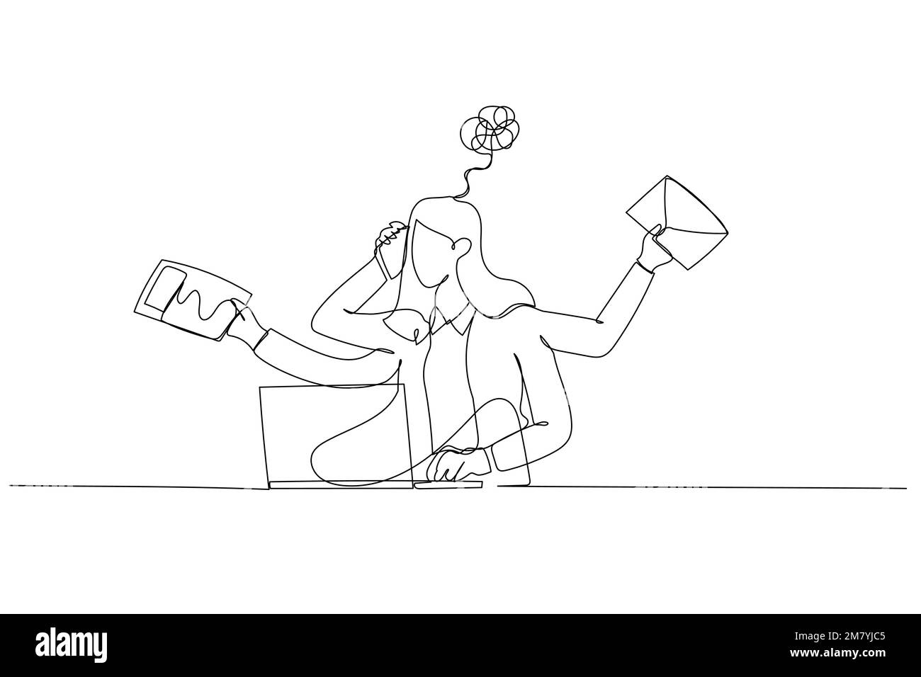 Illustration of businesswoman dizzy stressed because of daily work ...