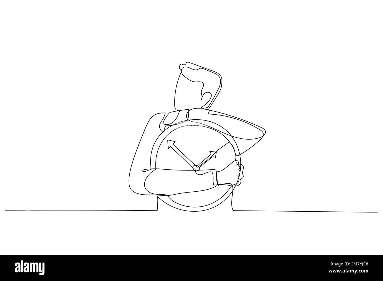 Illustration of businessman embrace clock feel sleepy and tired. Single ...