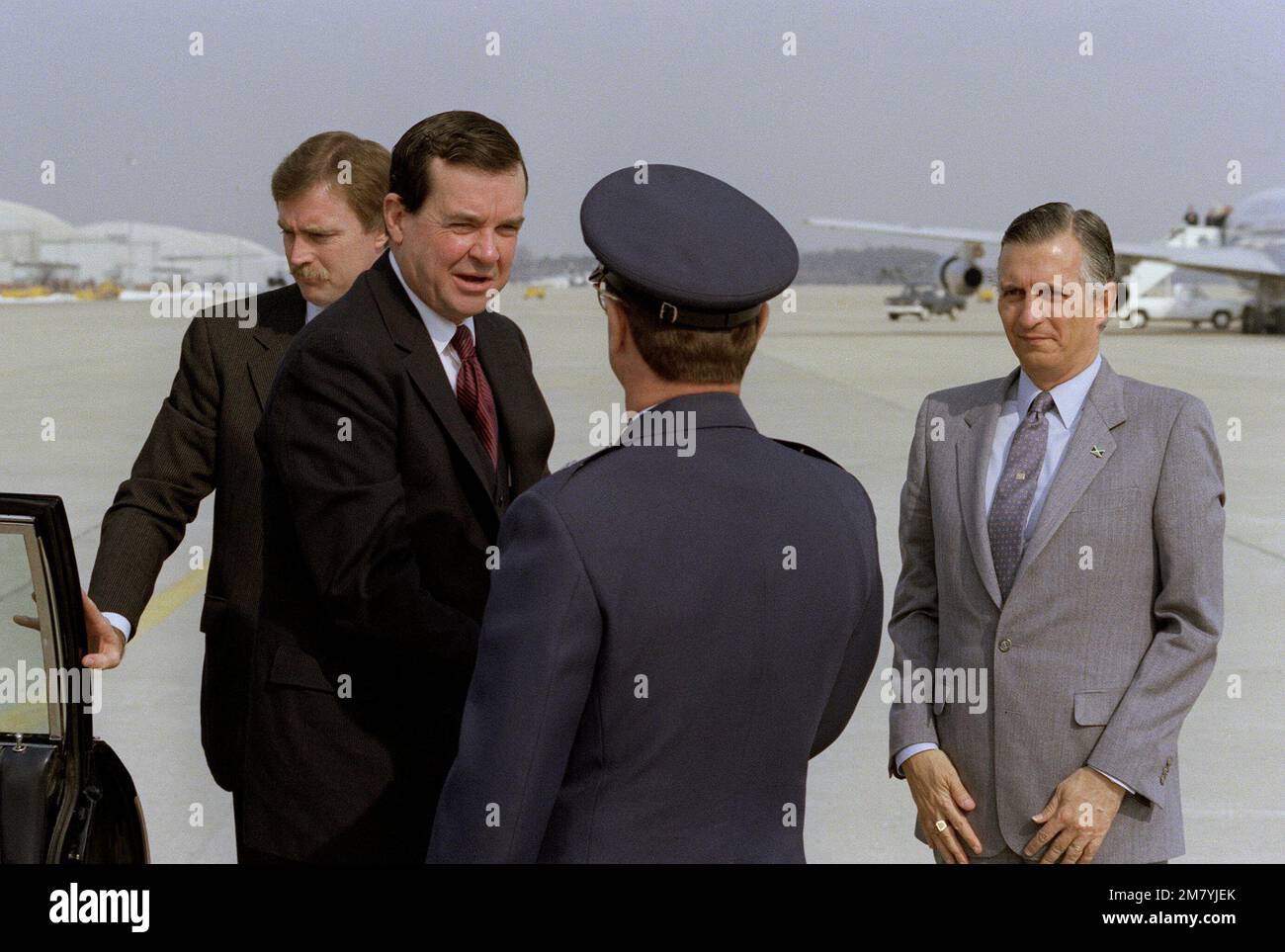 Prime Minister of Jamaica, Edward Seaga, second from the left, is ...