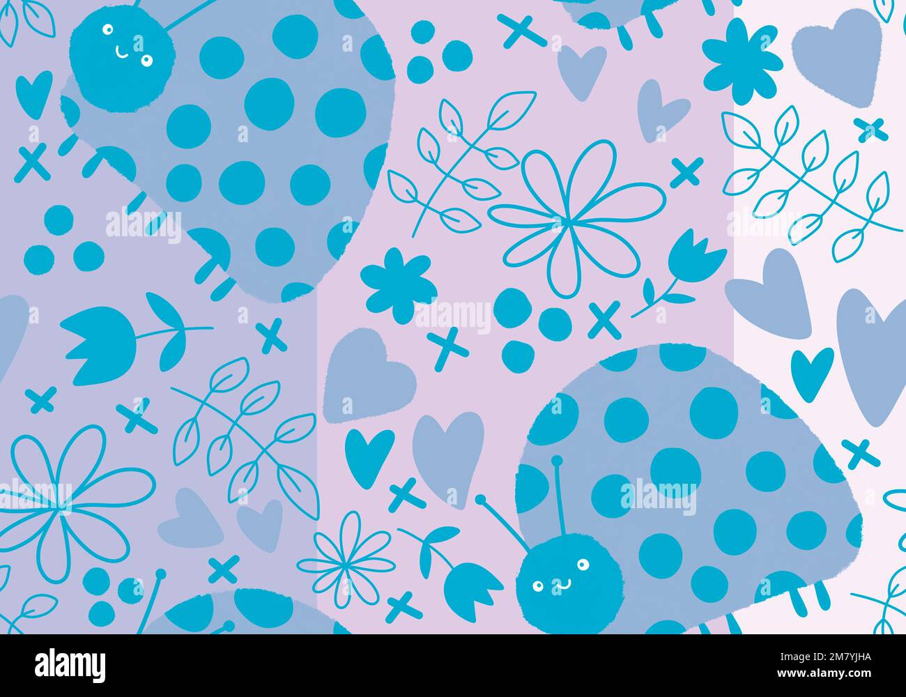 Cartoon animals seamless beetle ladybug pattern for wrapping paper and ...