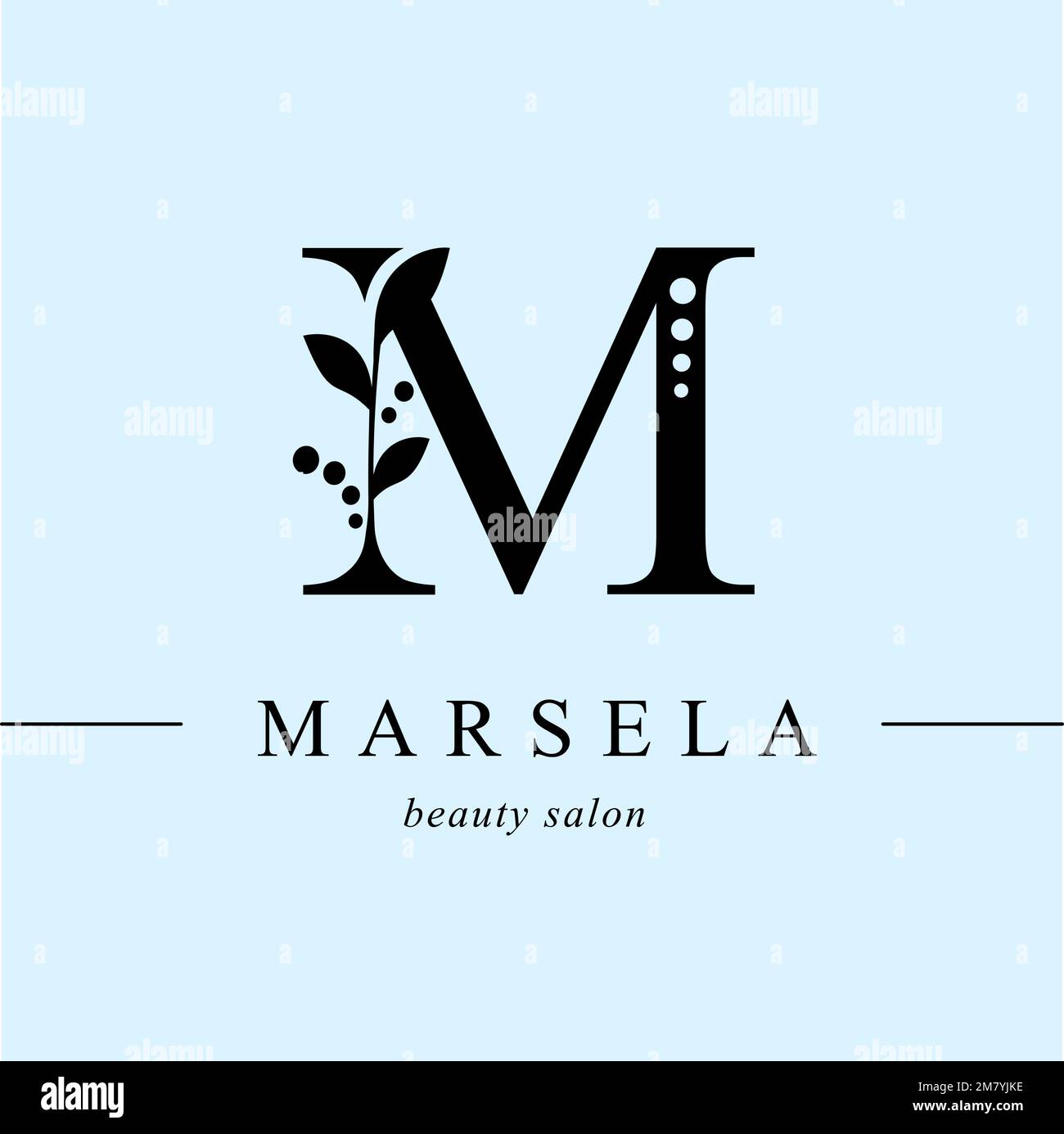 Logo, capital letter m. Monogram of Botanical Minimalistic with natural ...