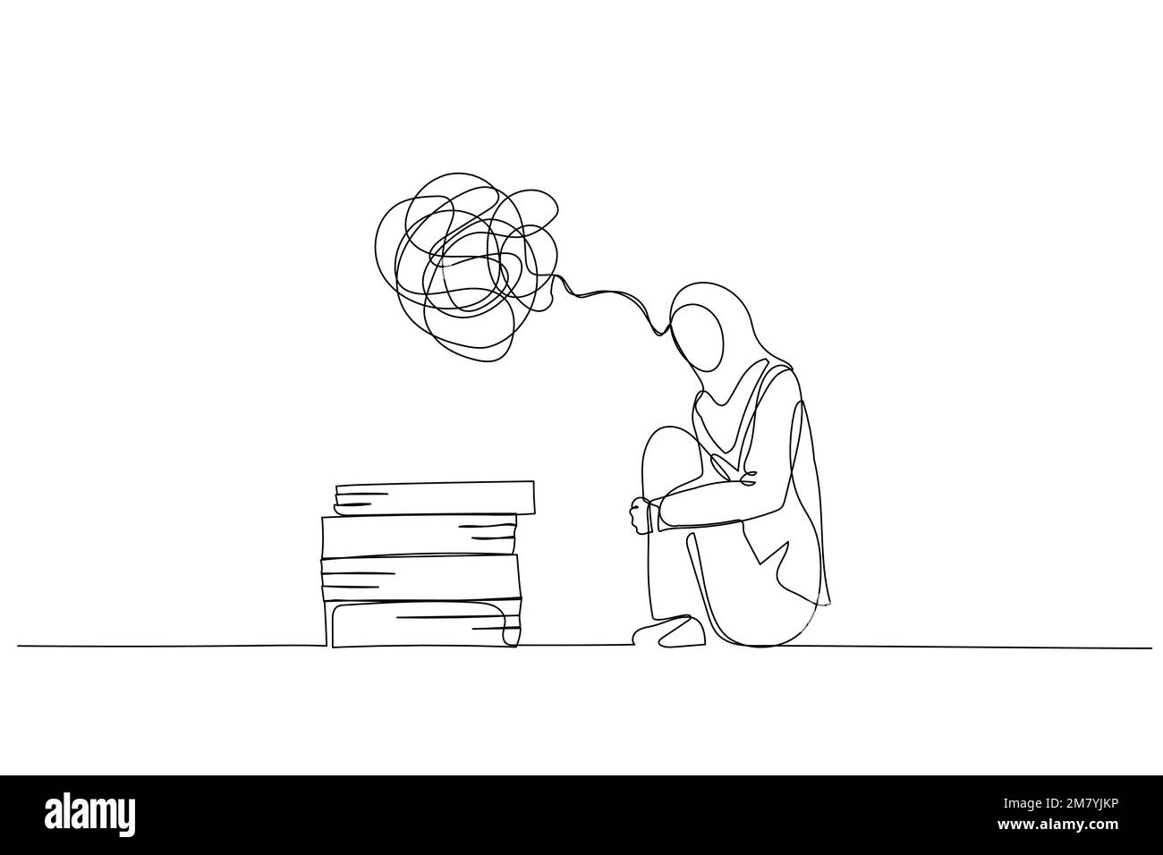 Illustration of muslim woman in a state of depression confused concept ...