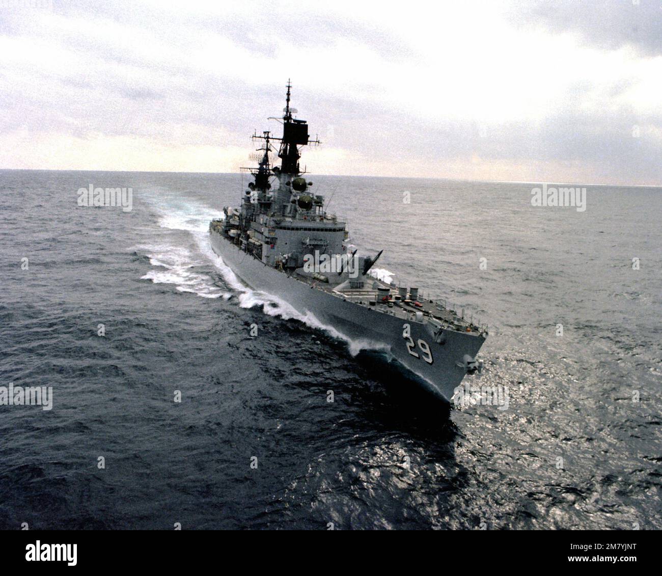 A starboard bow view of the guided missile cruiser USS JOUETT (CG-29 ...