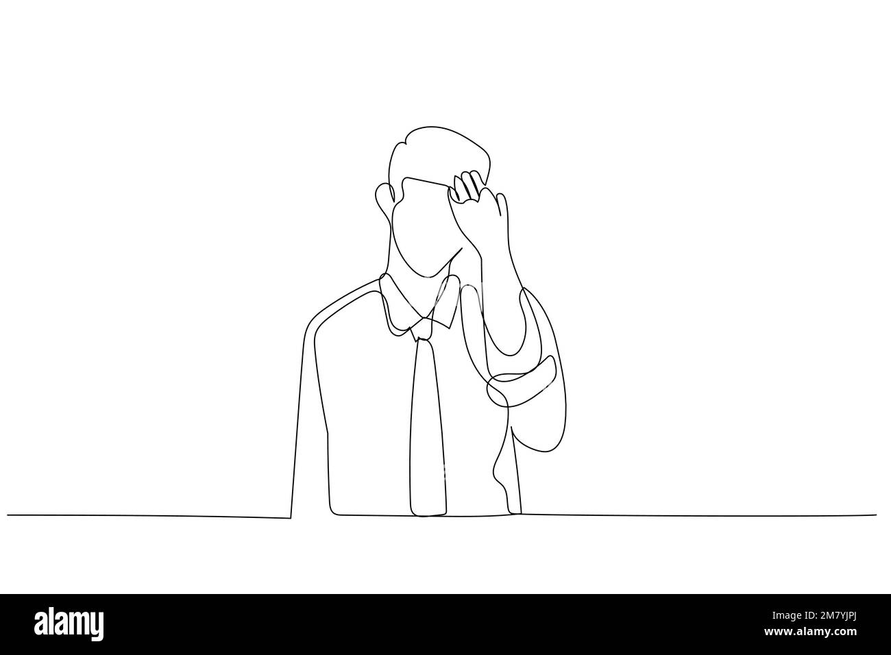 Drawing of stress businessman worker feeling headache exhausted and ...