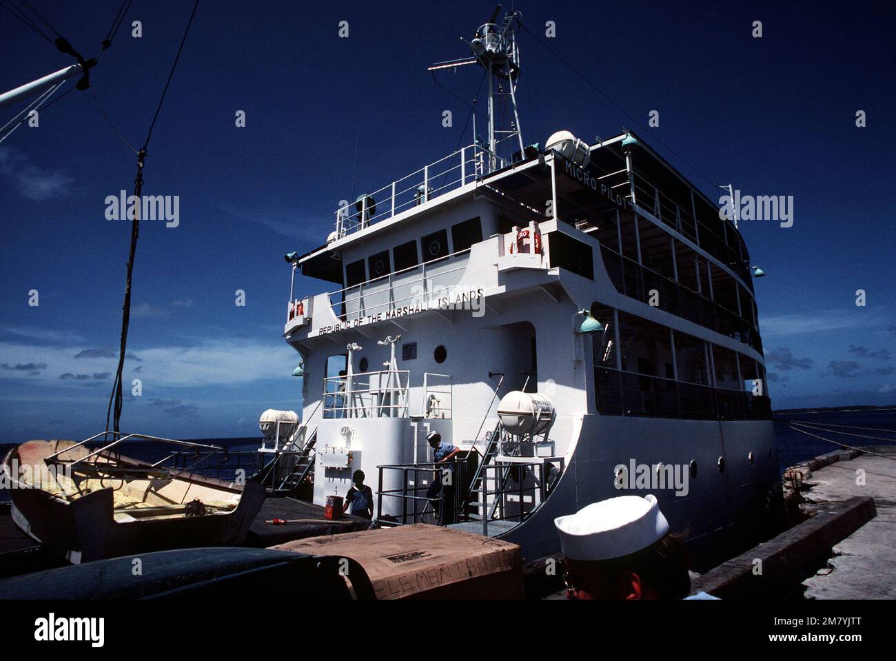 A view of the superstructure of the Micro Pilot, a small ship belonging ...