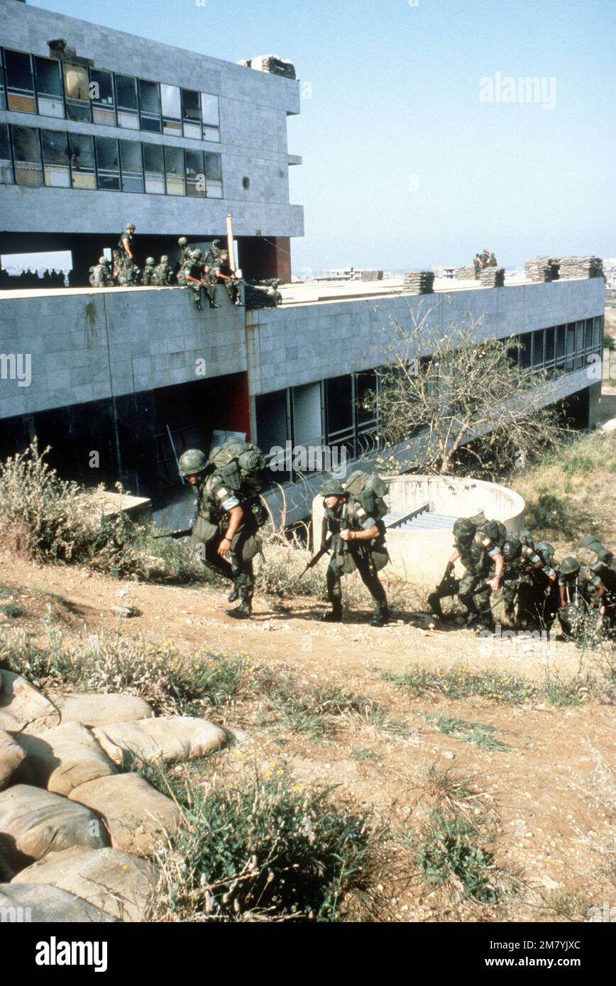 A view of Marines as they take up positions at the Lebanese Scientific ...