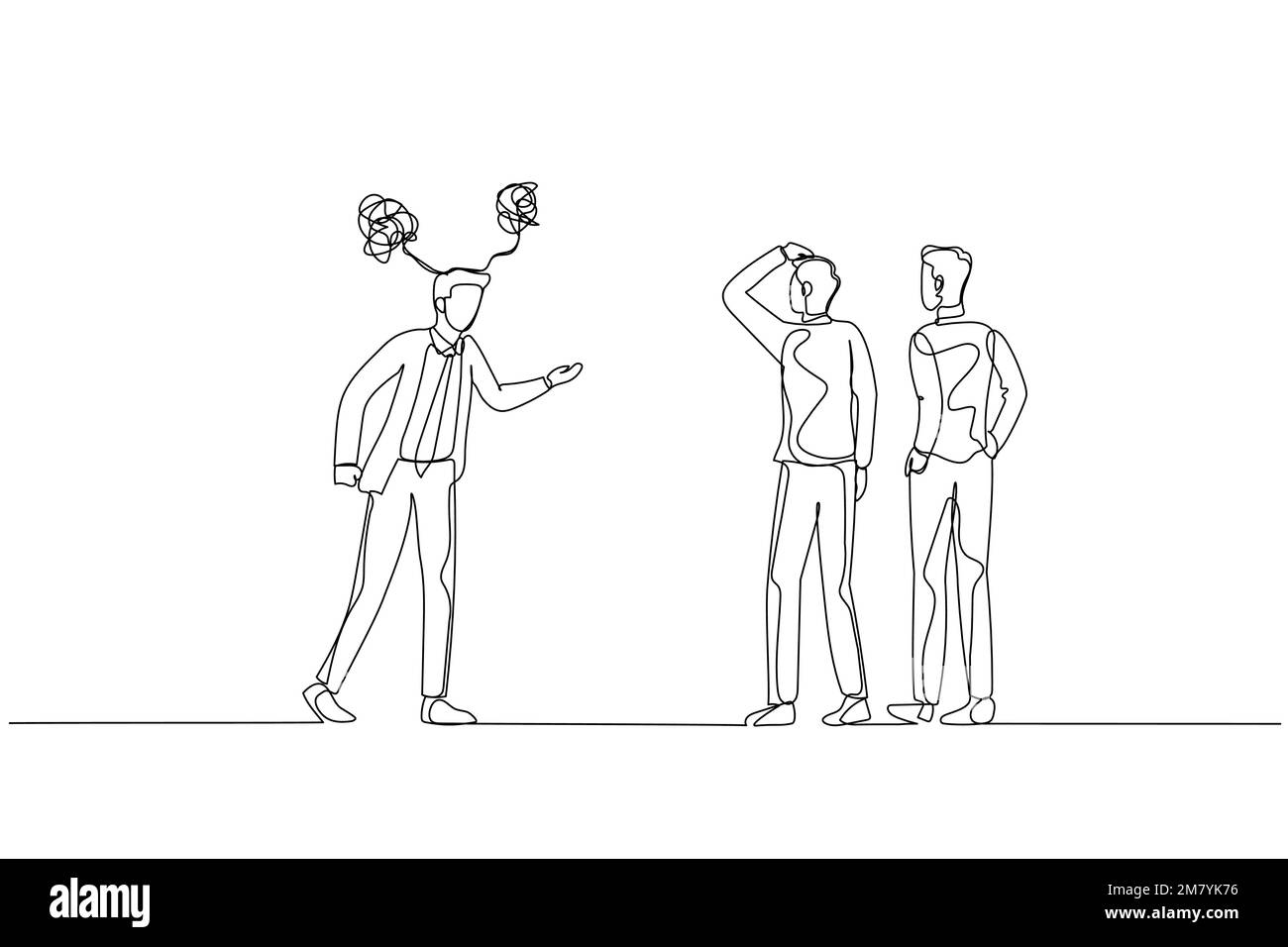 Drawing of businessman get angry to calm coworker metaphor of difficult ...