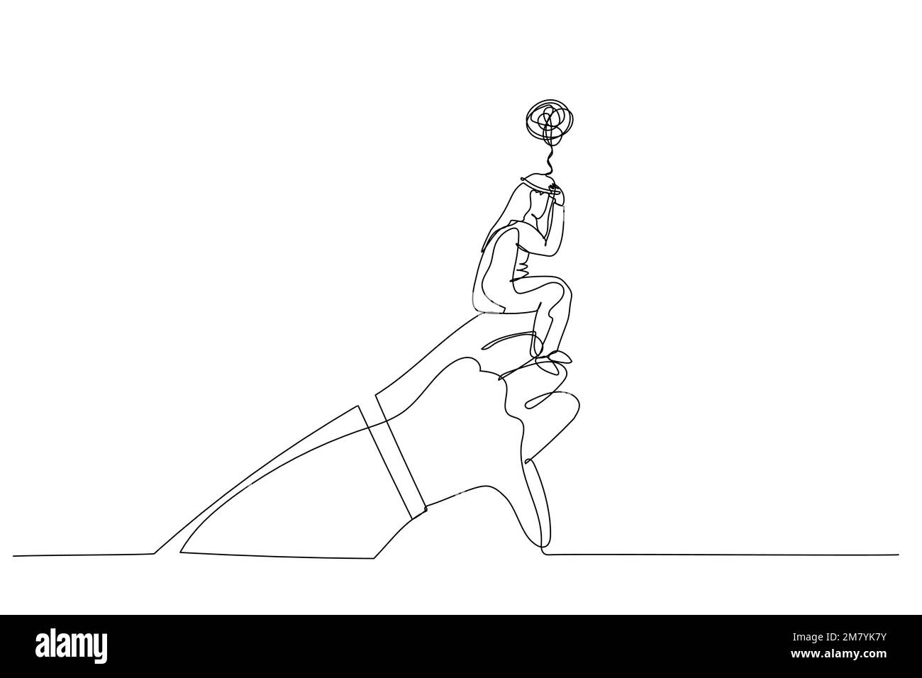 Sad person single line art hi-res stock photography and images - Alamy