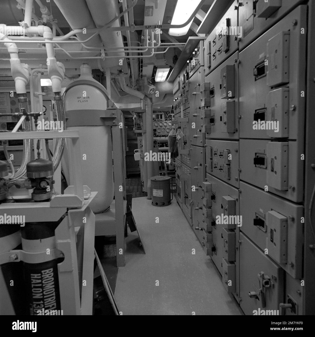 The No. 2 lower level auxiliary machinery room aboard the guided ...