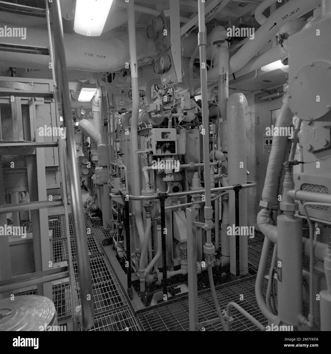 The No. 2 upper level auxiliary machinery room aboard the guided ...