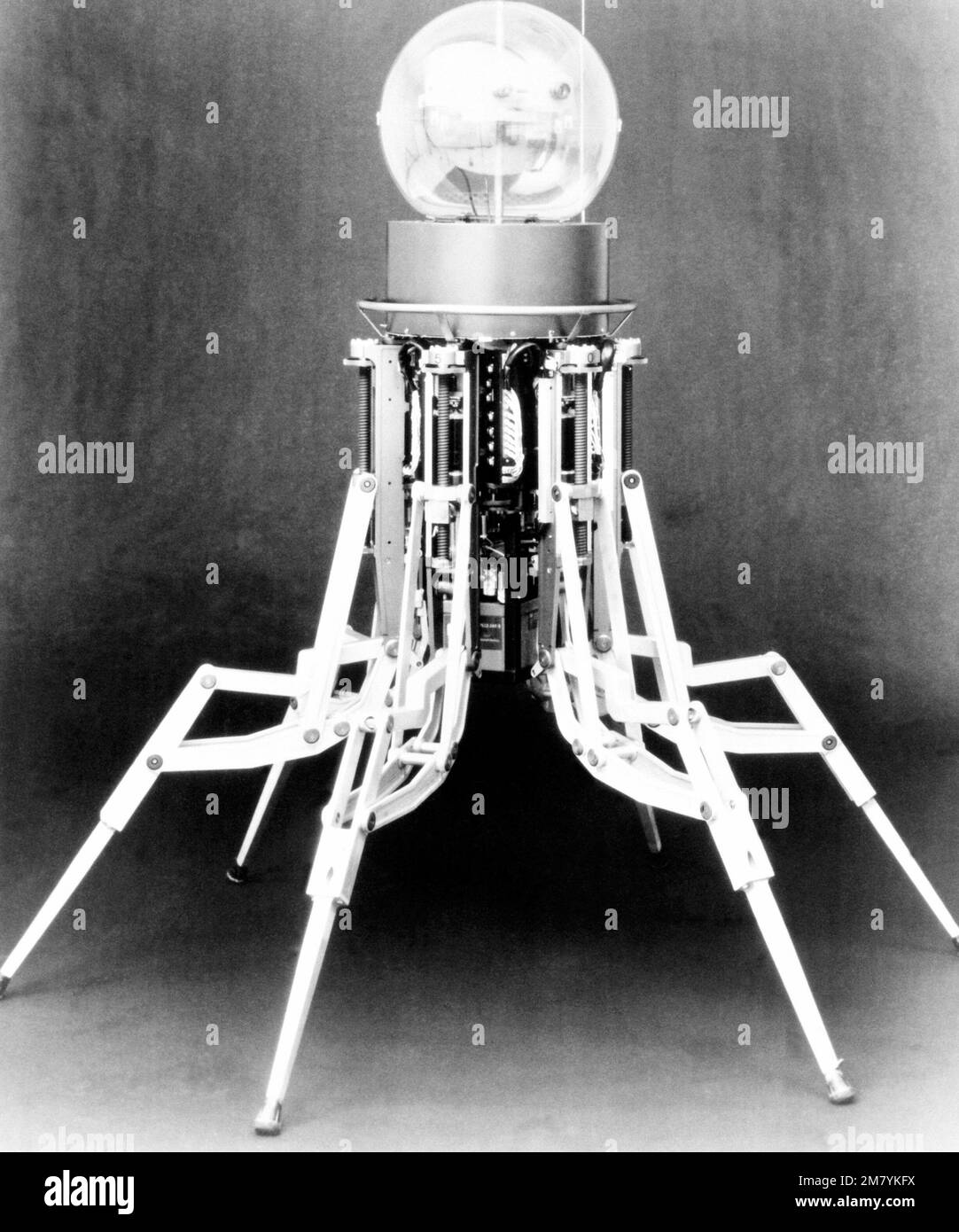 A view of a six-legged walker robot at the Naval Surface Weapons Center ...