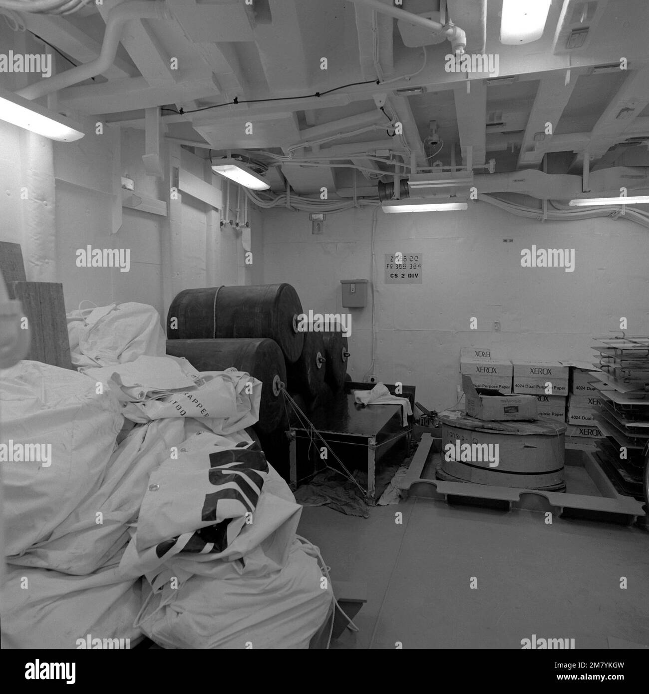 The helicopter haul-down and traverse machinery room aboard the guided ...