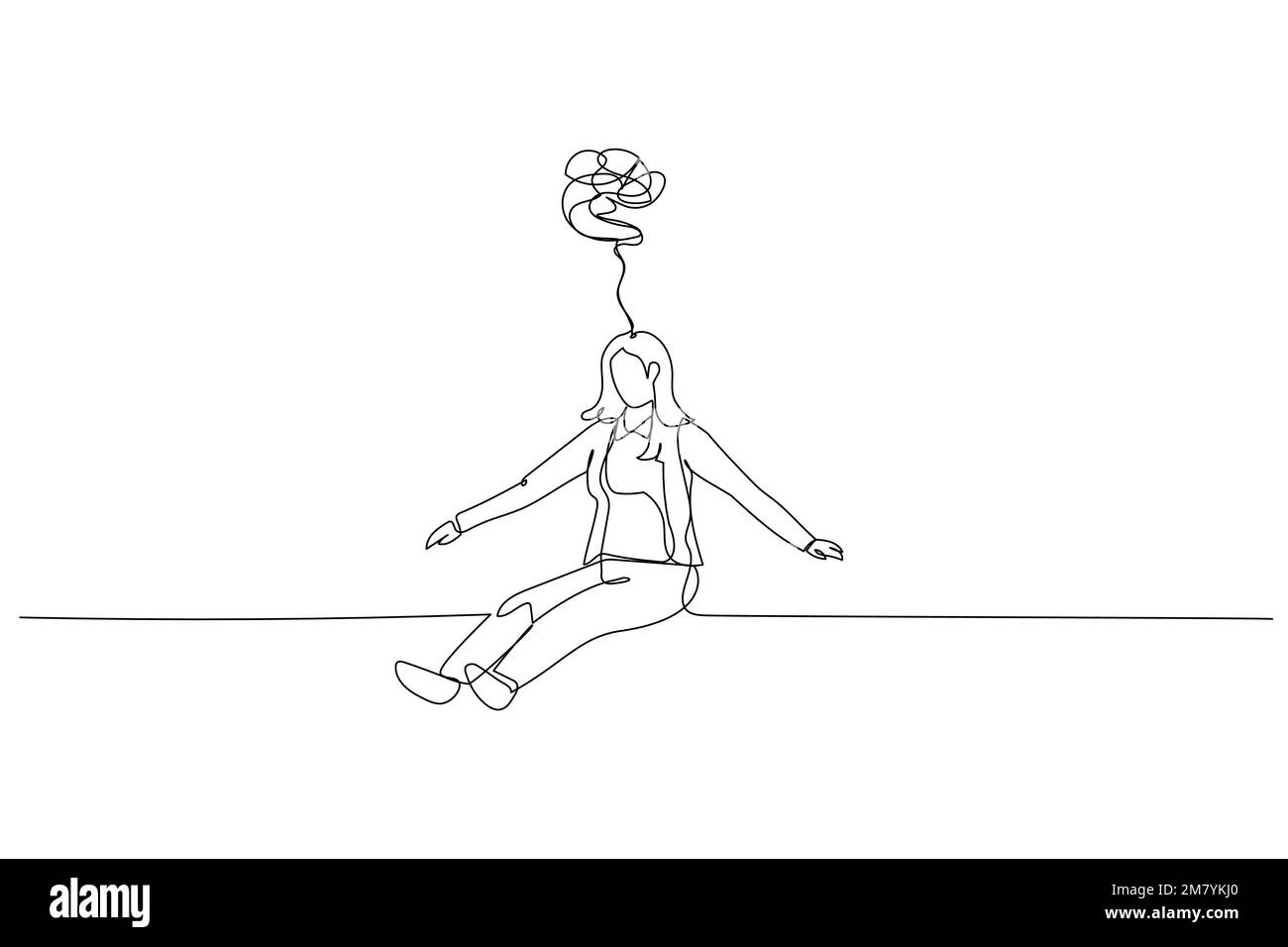 Illustration of businesswoman sad stressed drop in the floor ...