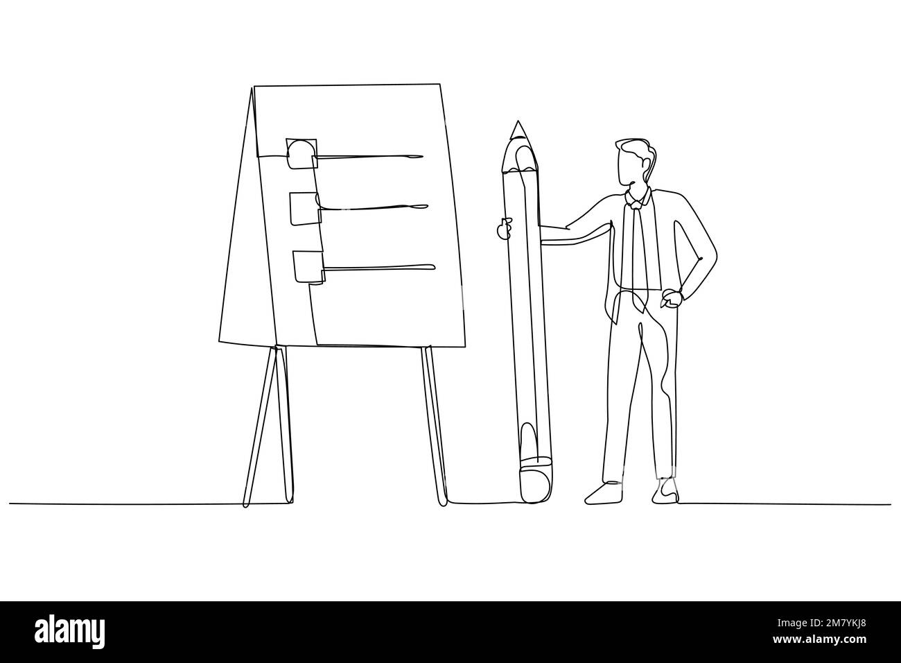 Cartoon of businessman present action plan with checklist step on ...