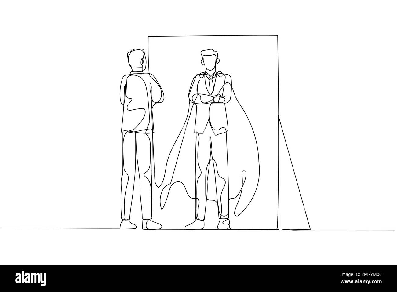 Illustration of businessman reflect self looking into inner strength in ...