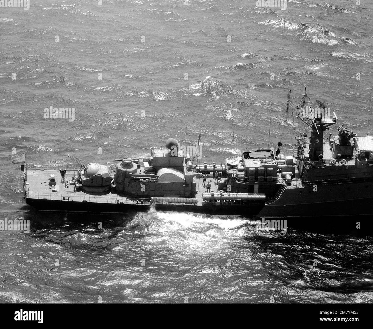 Aerial starboard aft view of a Soviet Grisha III class frigate underway ...