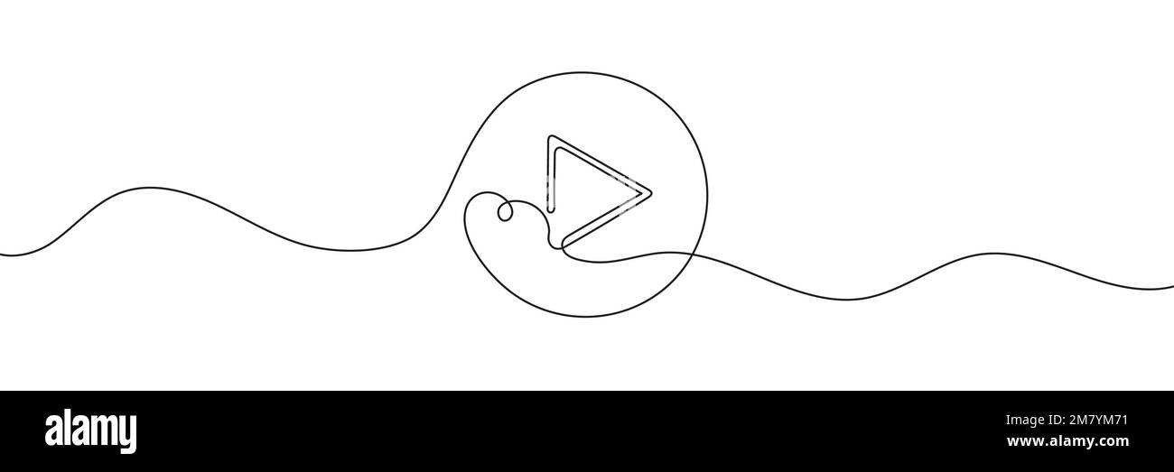 The play button is drawn as a continuous single line. One continuous ...
