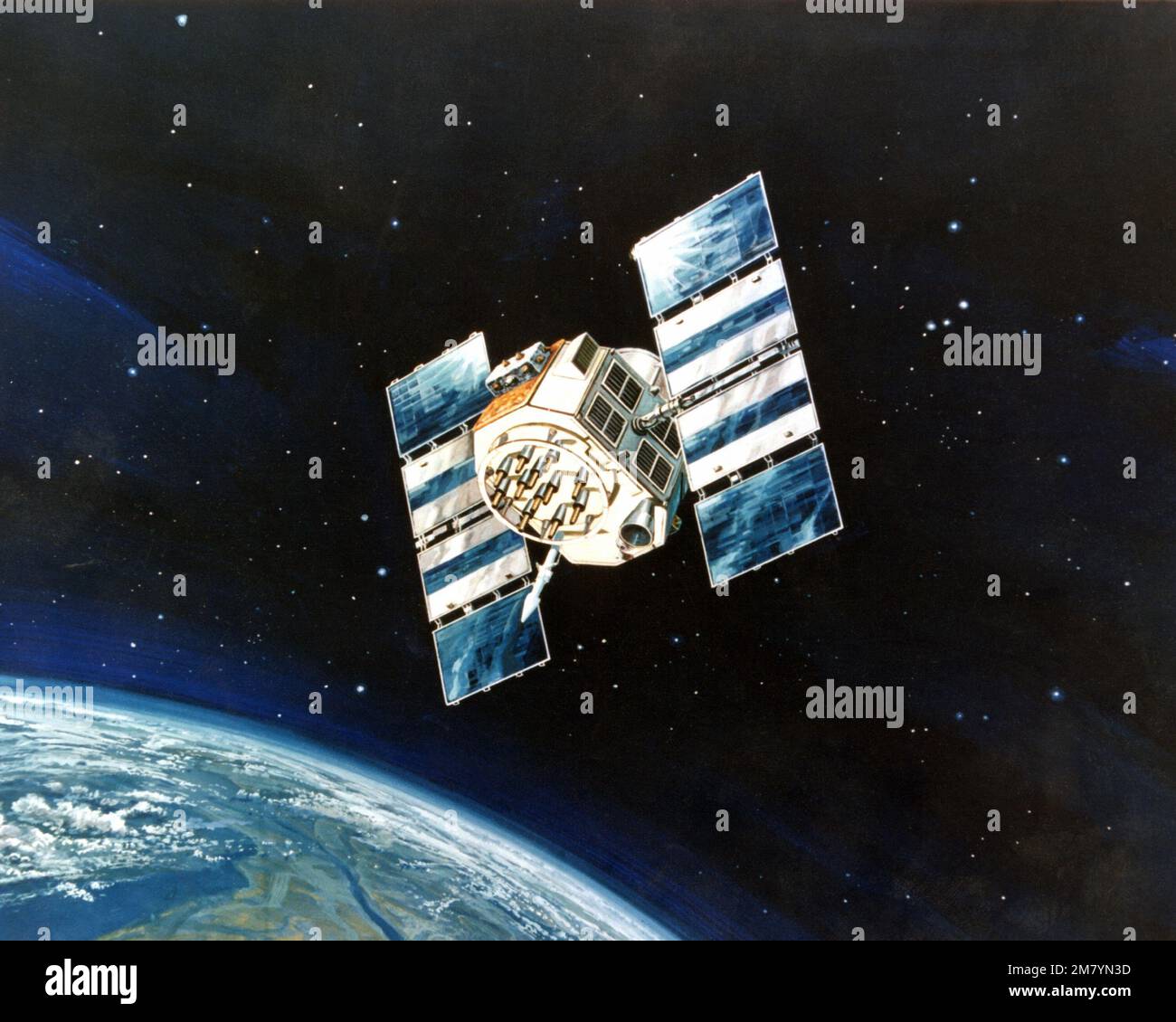 Artist's concept of a NAVSTAR Global Positioning System satellite, a ...